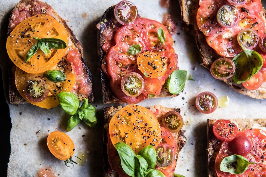 Heirloom Tomato, Basil, and Manchego toast - Maglio Companies